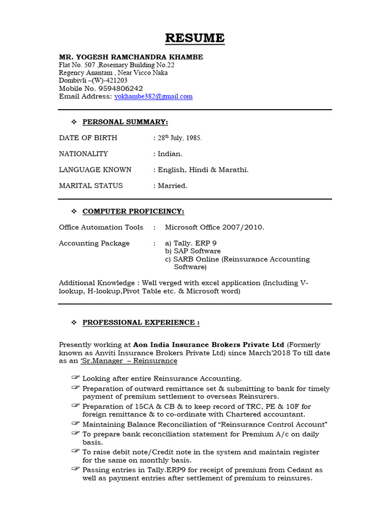 Yogesh Khambe - Resume - 1753172823278 - Yogesh Ramchandra Khambe | PDF ...