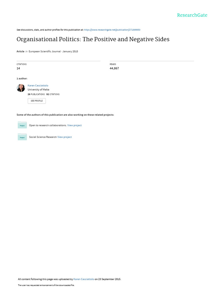 Organisational Politics The Positive and Negative Sides | PDF ...