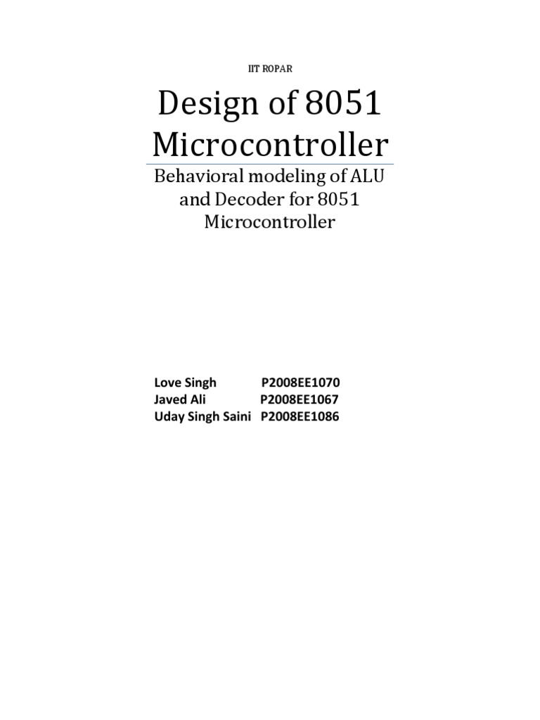 Design of 8051 Microcontroller: Behavioral Modeling of ALU and Decoder ...