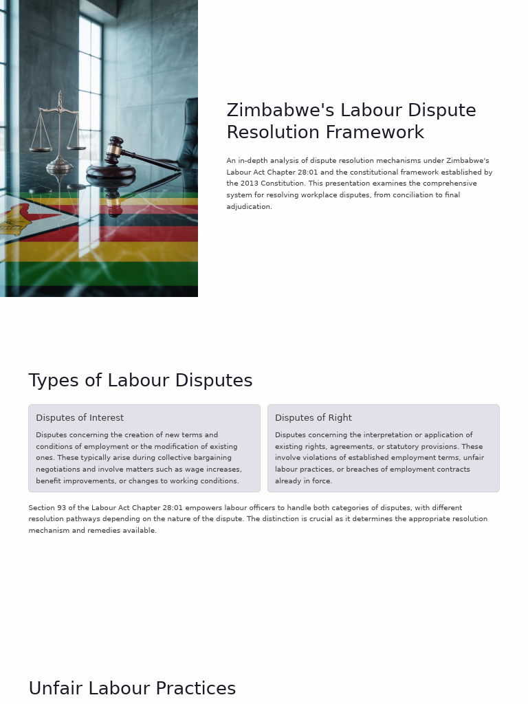 Zimbabwes Labour Dispute Resolution Framework | PDF | Labour Law ...