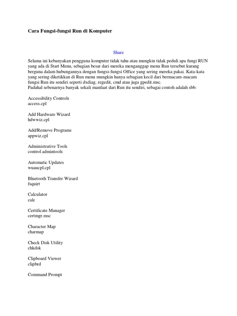 Cara Fungsi-Fungsi RUN | PDF | Computers