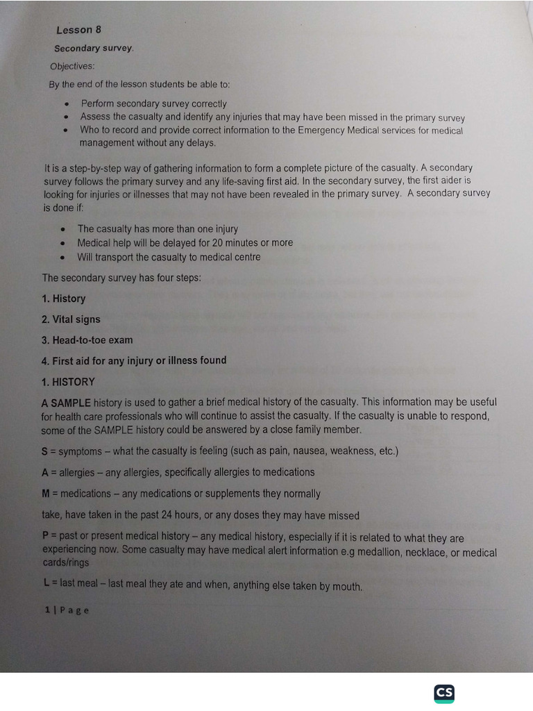 First Aid Notes | PDF