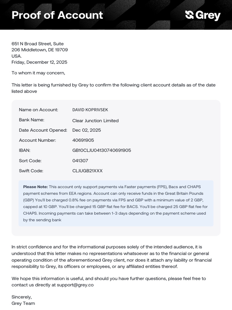 Proof of Account | PDF