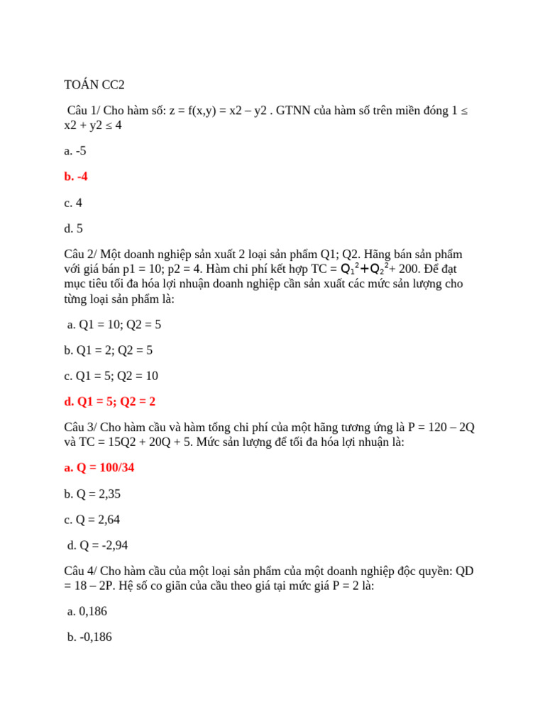 TOÁN CC2 W | PDF
