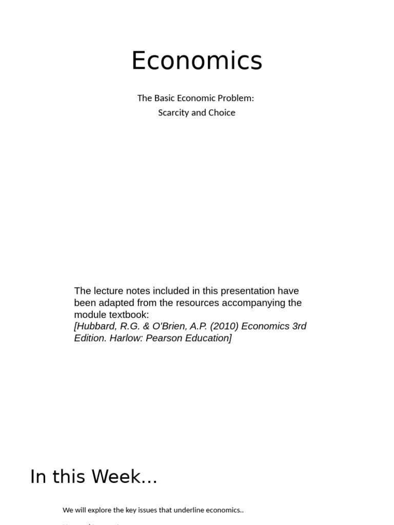 Lecture 1. Economic Problem | PDF | Market (Economics) | Market Economy