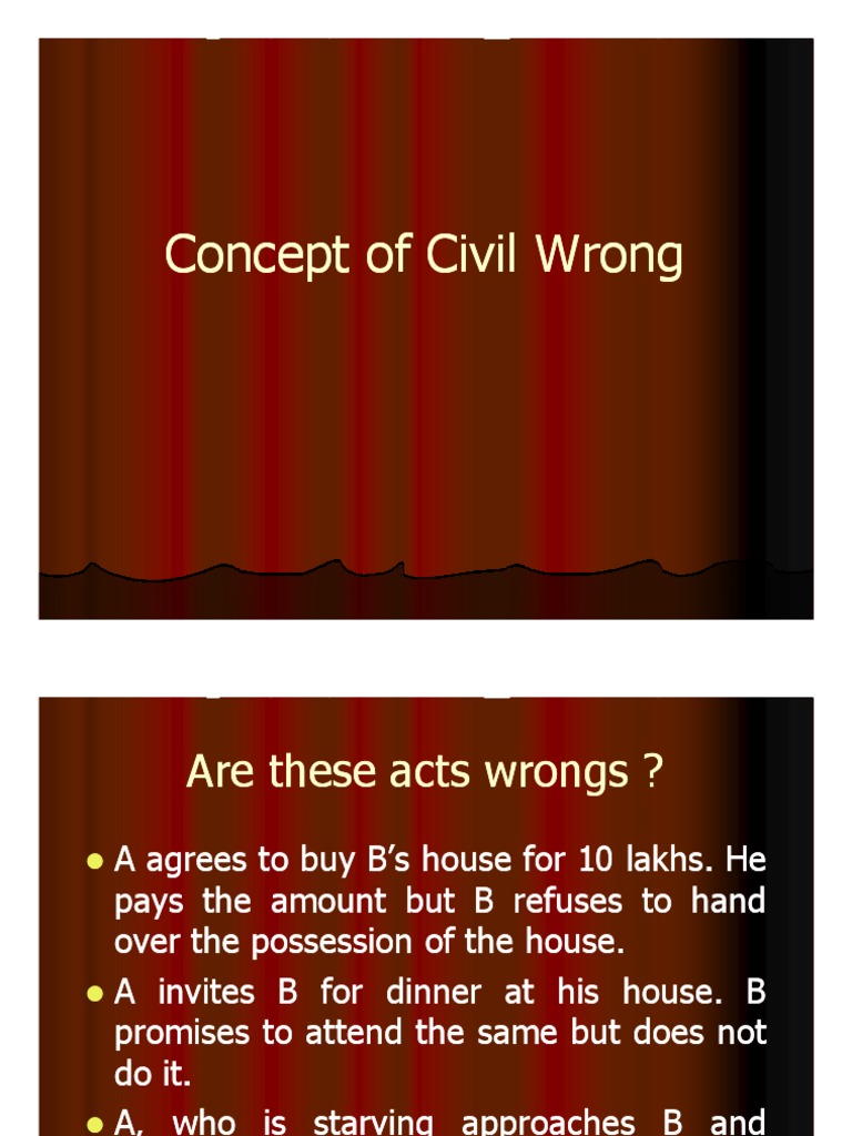 Concept of Civil Wrong | PDF | Defamation | Tort