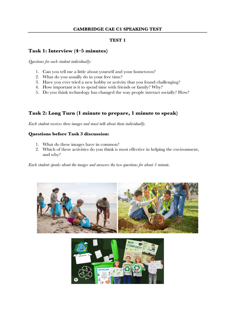 Cambridge CAE C1 Speaking Test Guide | PDF | Social Psychology