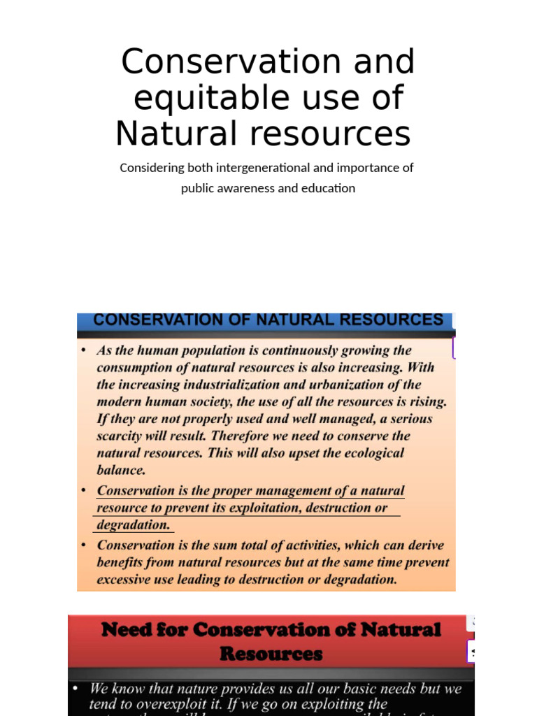 Conservation of Natural Resources | PDF