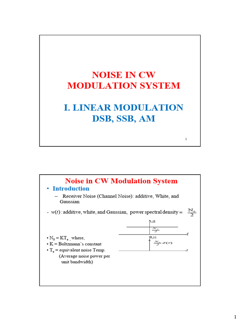 Noise Analysis in CW Modulation Systems | PDF | Signal To Noise Ratio ...