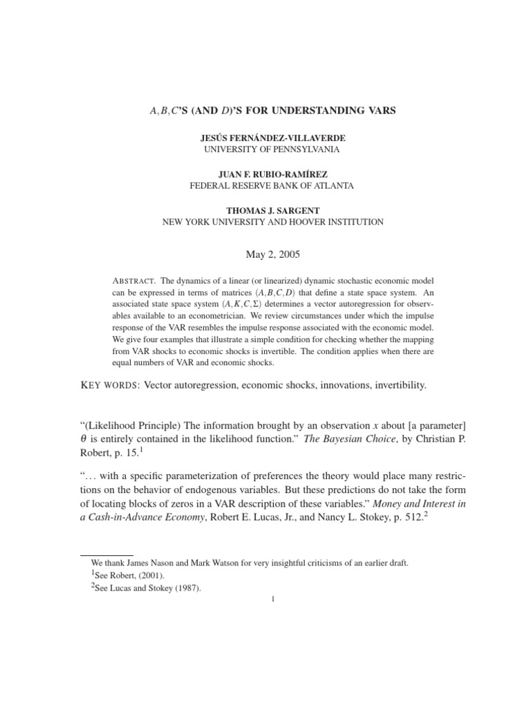 ABCD For Vars | PDF | Vector Autoregression | Autoregressive Model