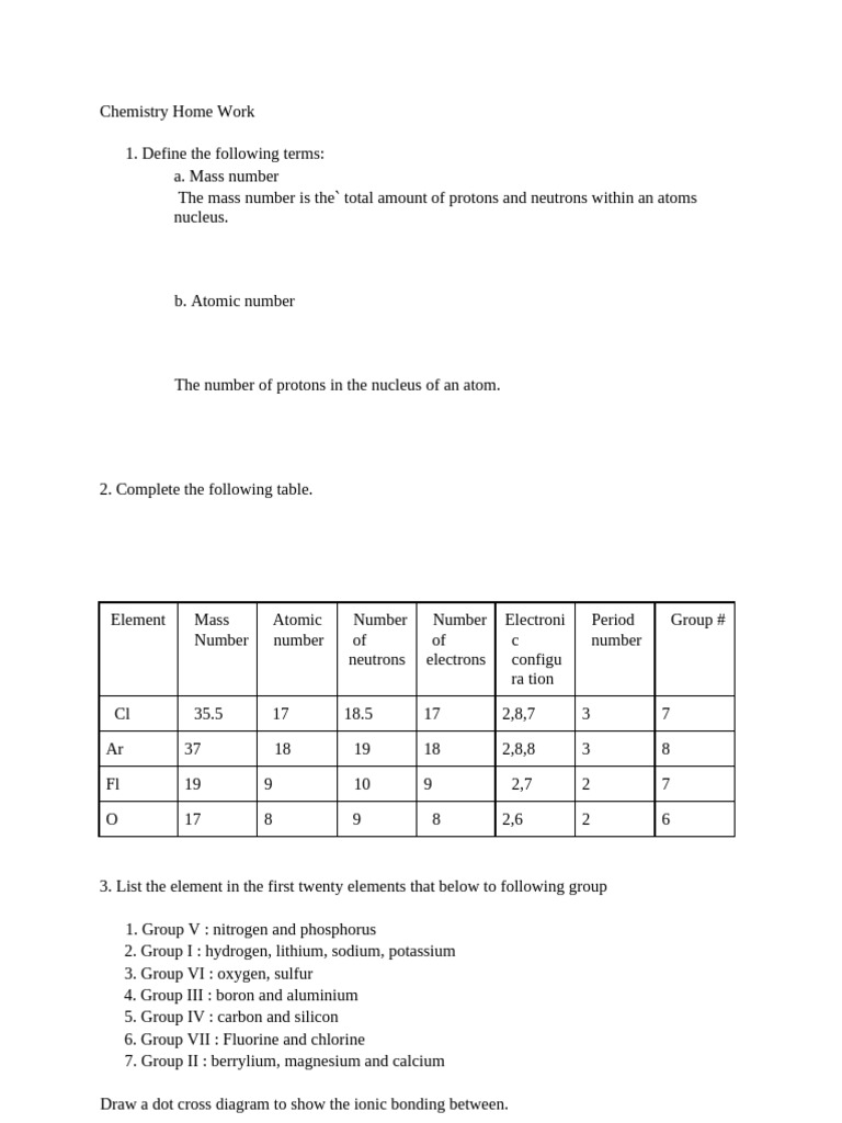 Ionic Bonding Homework | PDF