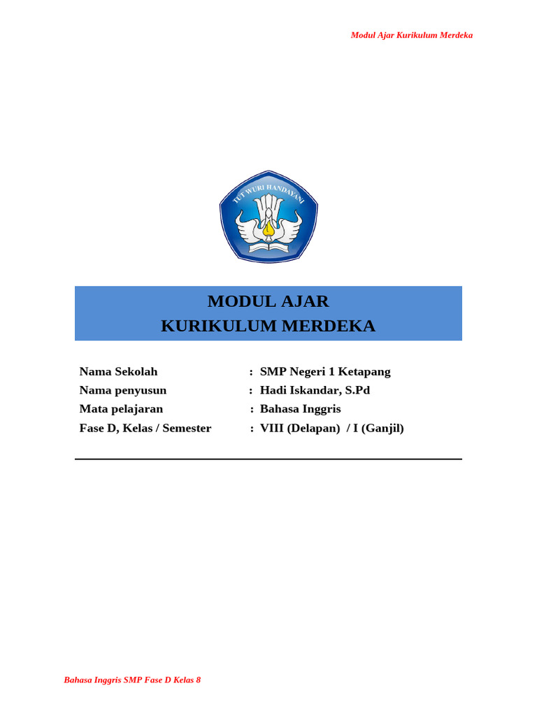 Modul Ajar Bahasa Inggris SMP Kelas 8 | PDF