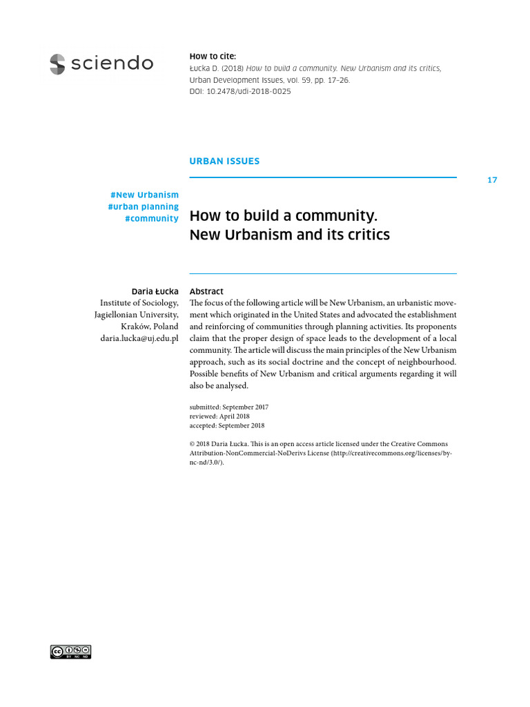 How To Build A Community New Urbanism and Its Critics 7vp4qa5t4y | PDF ...