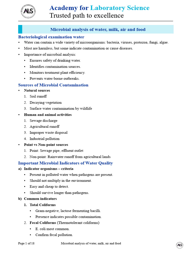 Micro Session 17 - faculty PPT - Microbial analysis of water, air, milk ...
