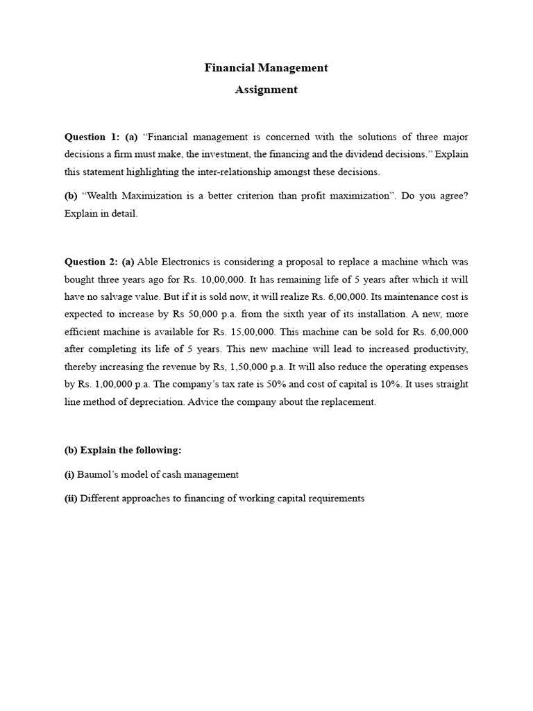 Financial Management Assignment | PDF