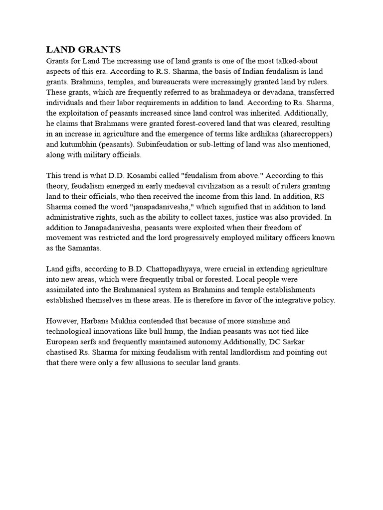 Understanding Land Grants in India | PDF