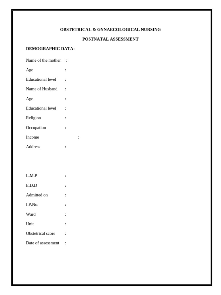 Postnatal Assessment in Nursing | PDF | Childbirth | Postpartum Period