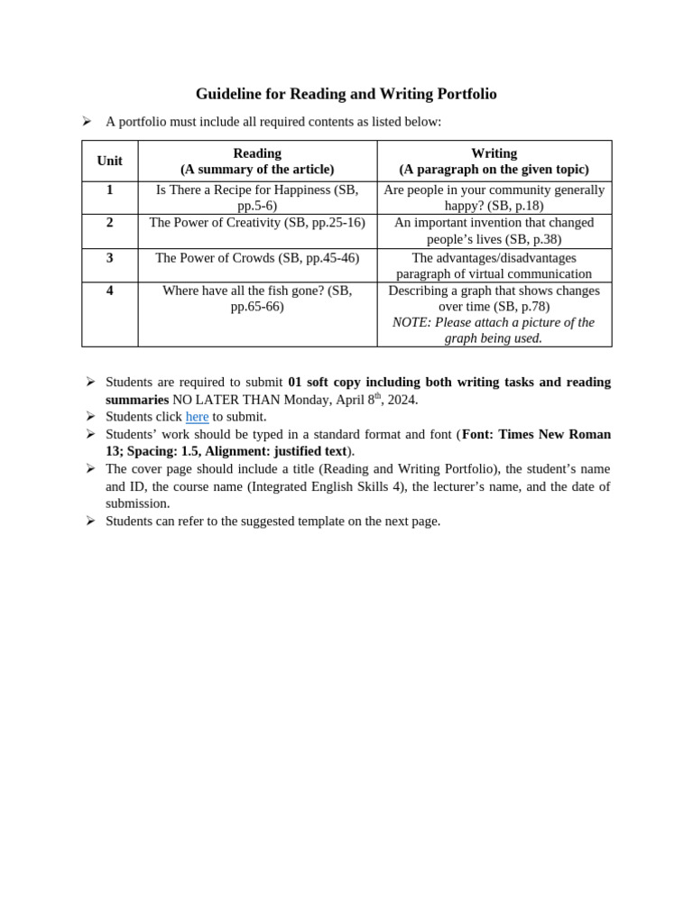 Reading and Writing Portfolio Guide | PDF