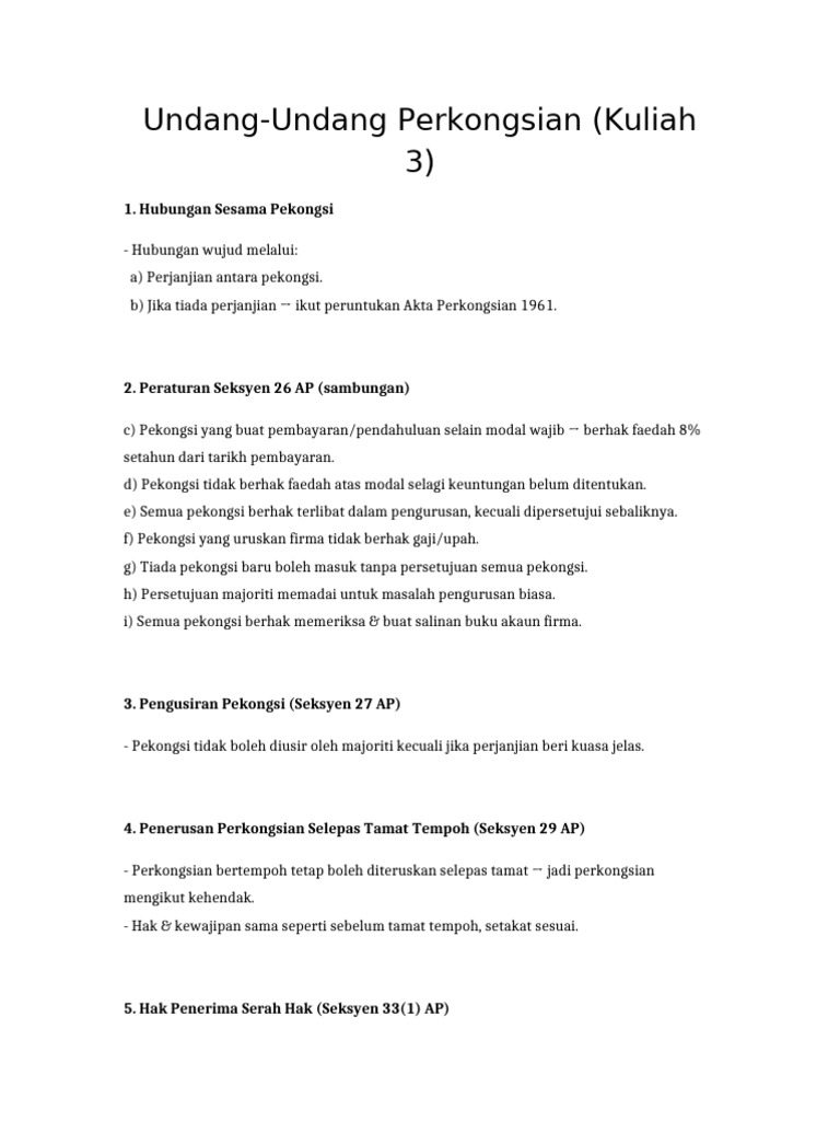 Undang-Undang Perkongsian Kuliah3 | PDF