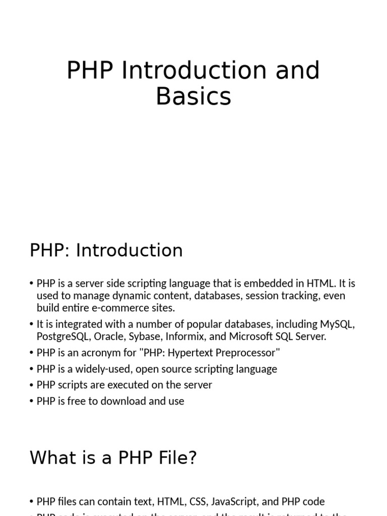 PHP Basics: Introduction and Syntax Guide | PDF | Php | Integer ...