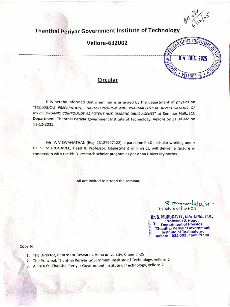 Seminar Circular | PDF
