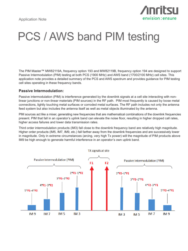PCS and AWS Band PIM Testing Guide | PDF | Decibel | Electromagnetic ...
