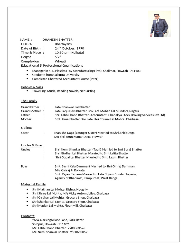 Dhanesh Bhatter: Profile & Family Details | PDF