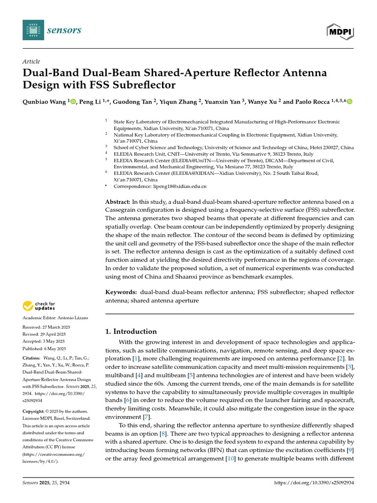 Dual-Band Reflector Antenna Design | PDF | Antenna (Radio ...