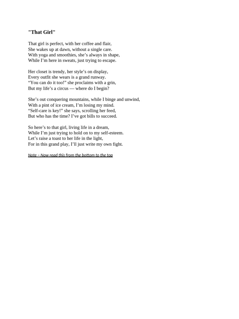 That Girl Poem | PDF