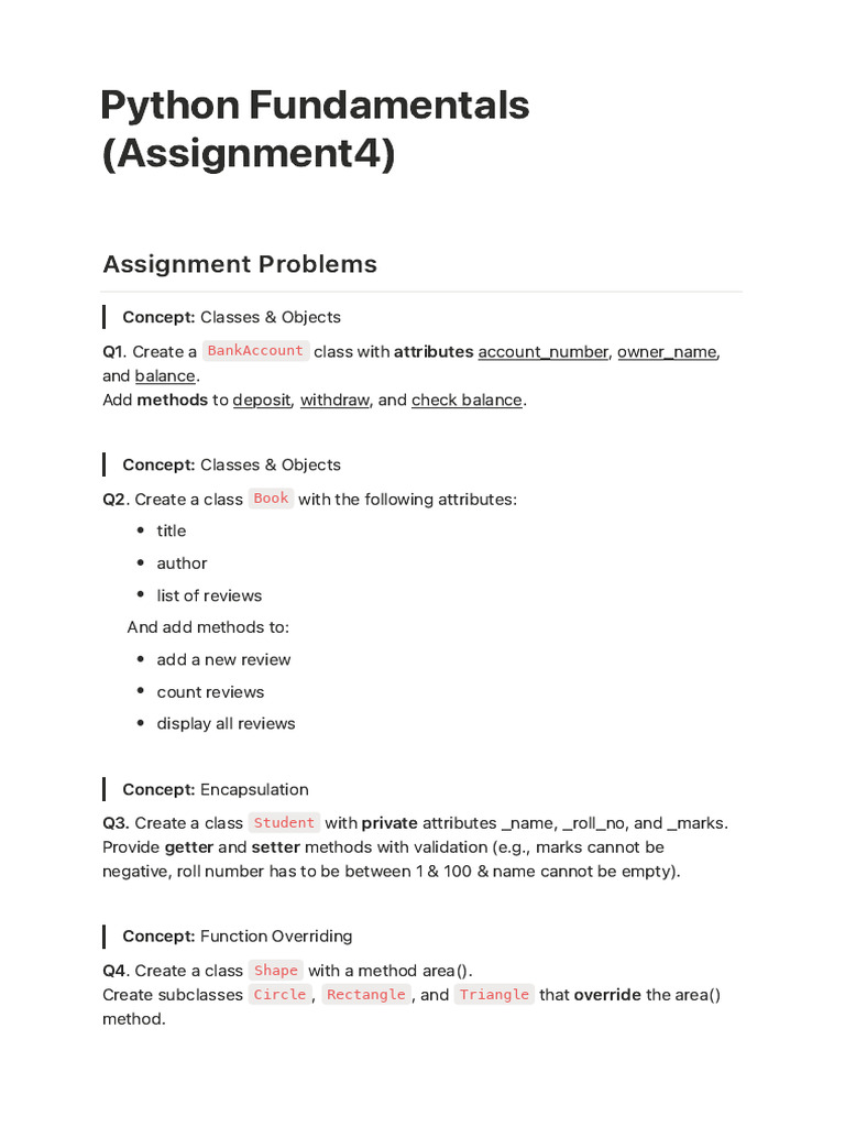 Python Fundamentals - Assignment4 | PDF