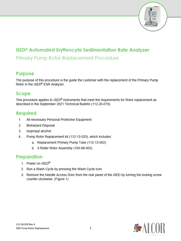iSED ESR Analyzer Pump Rotor Guide | PDF