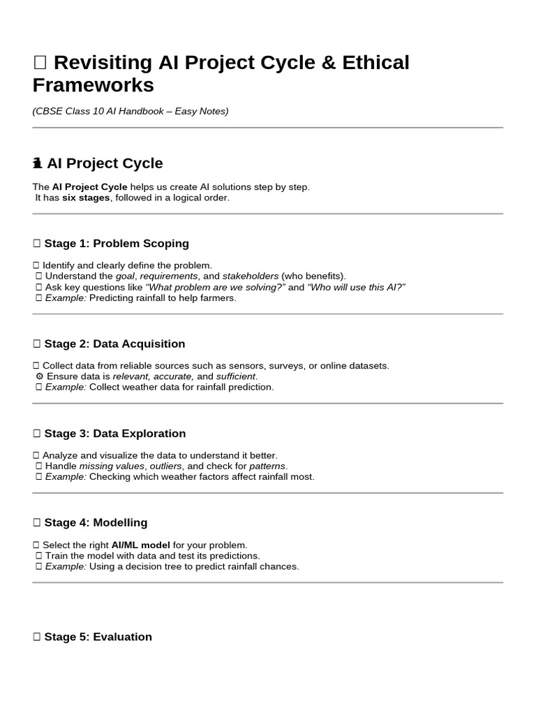 Ai Project Cycle And Ethics Overview Pdf Artificial Intelligence