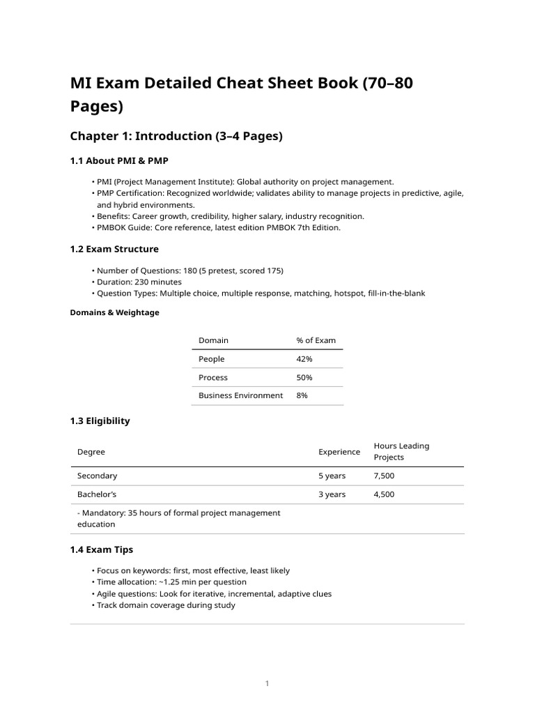 Pmi Exam Cheatsheet Book | PDF | Scrum (Software Development) | Agile ...