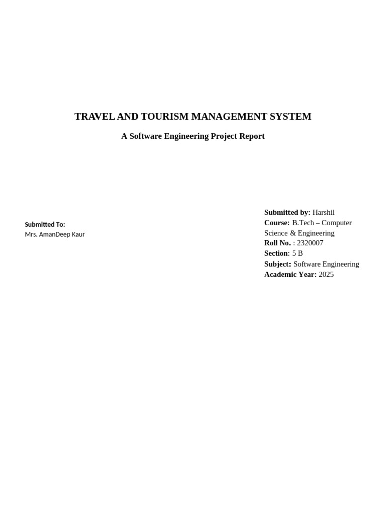 Travel and Tourism Management System | PDF | Databases | User Interface