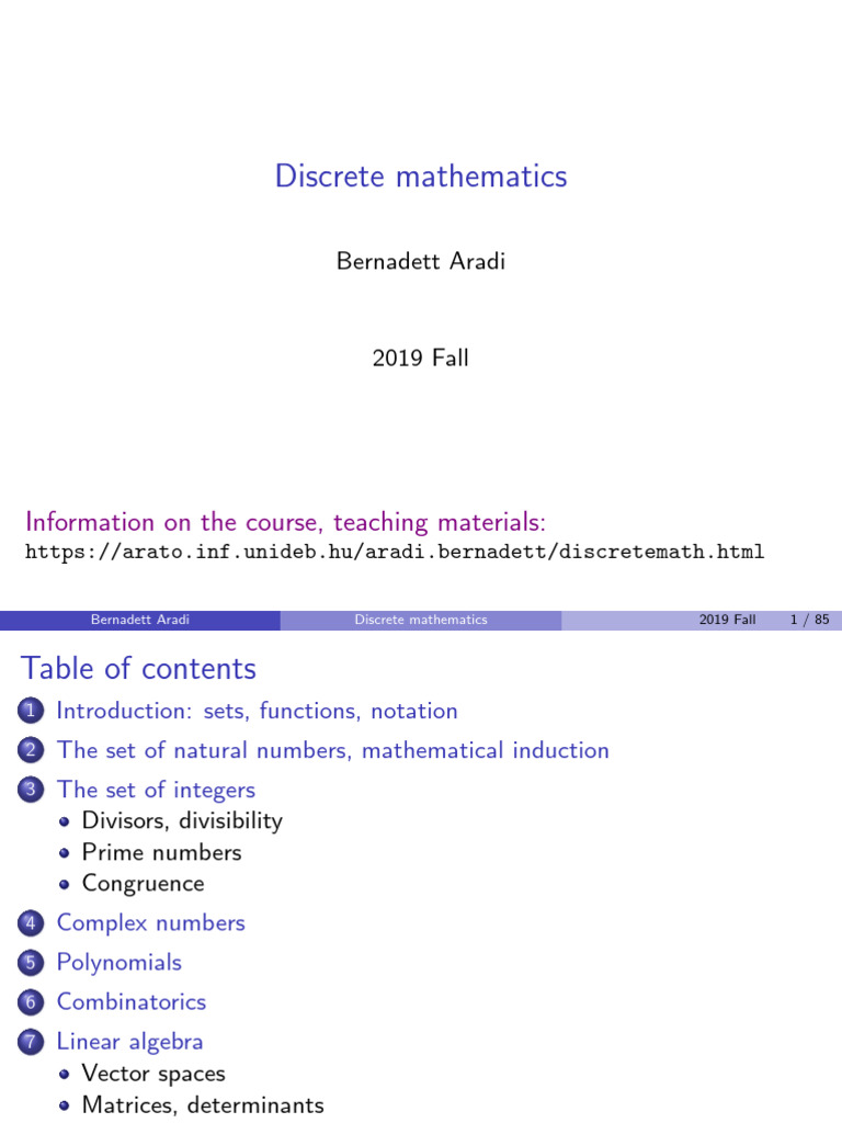 Discrete Mathematics Course Overview | PDF | Set (Mathematics ...