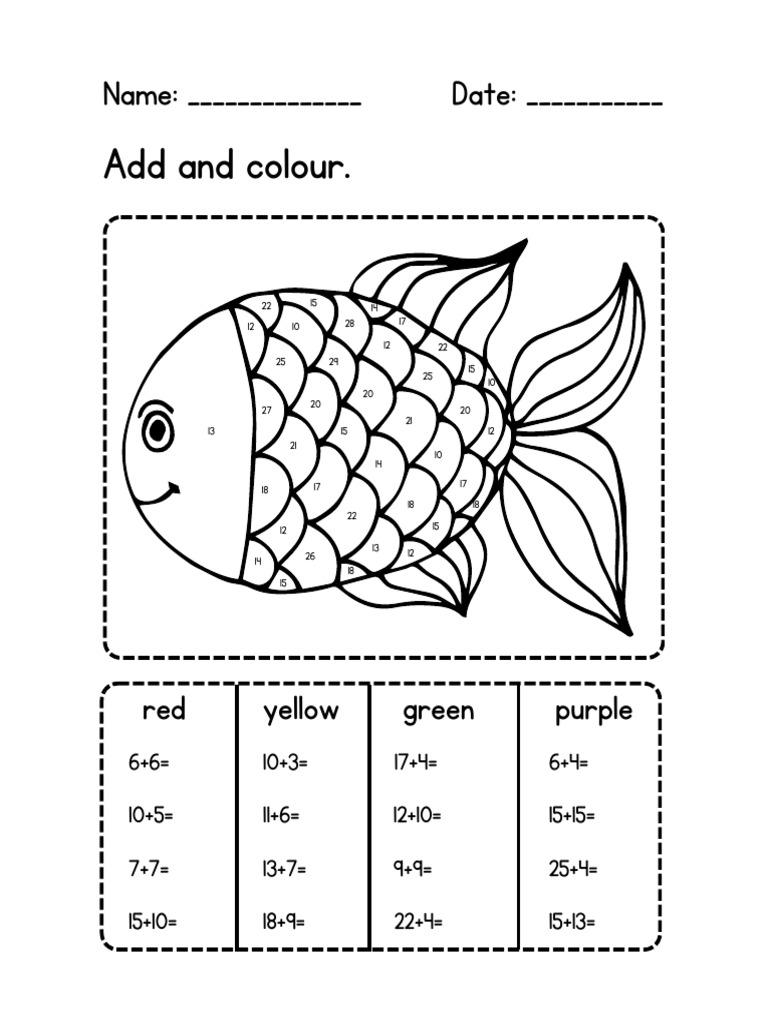 Math Addition and Coloring Worksheet | PDF | Light | Psychophysics