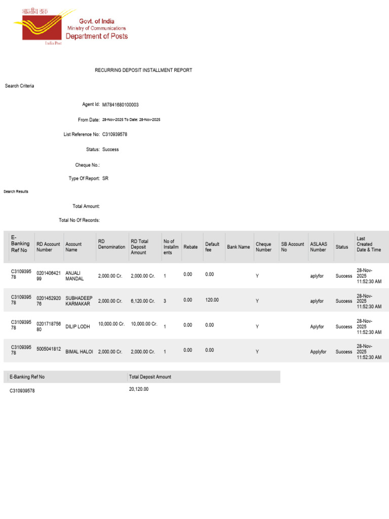 Recurring Deposit Installment Summary | PDF