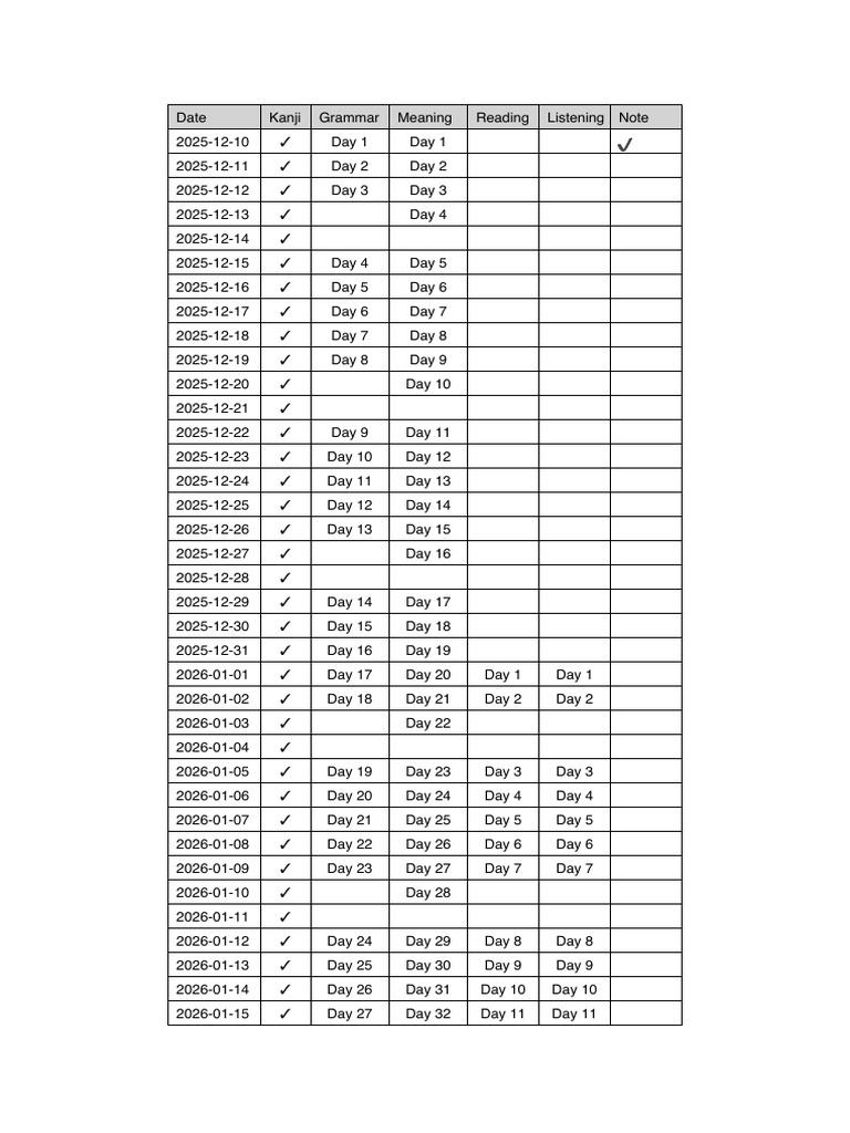 Study Plan Calendar With Note | PDF