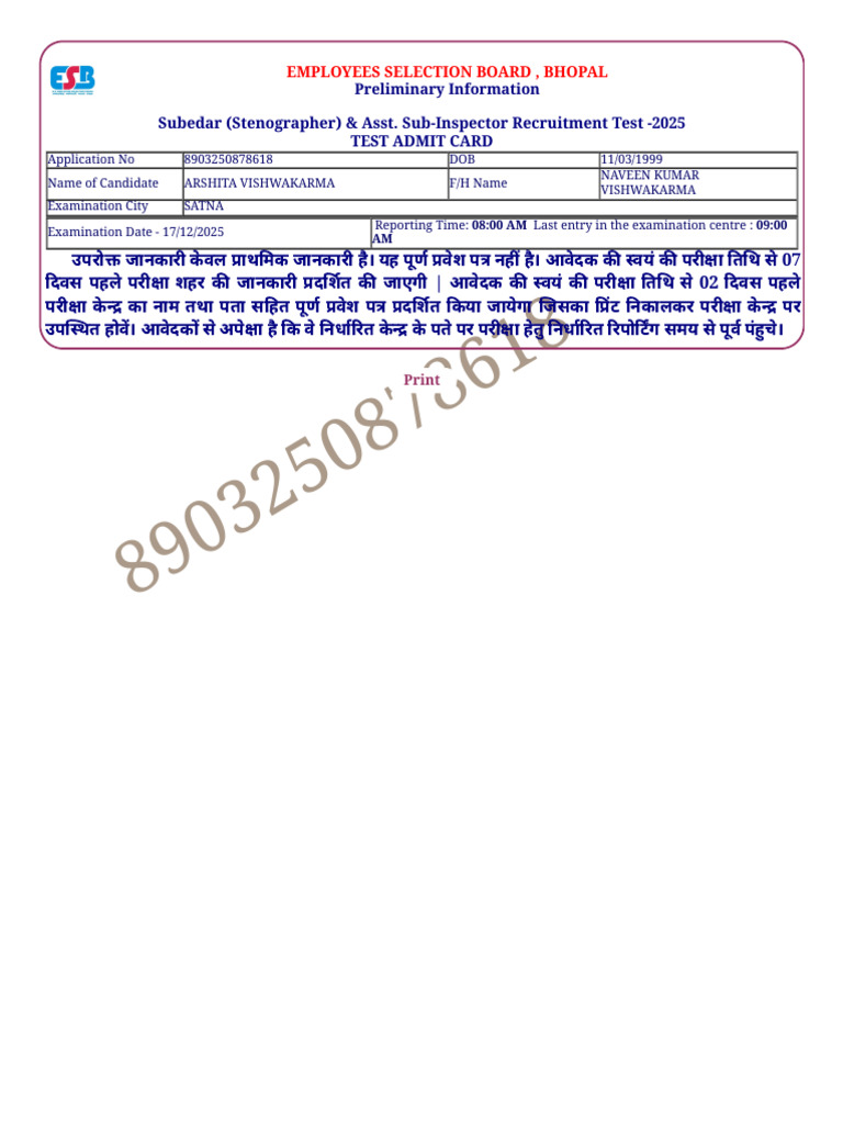 Employees Selection Board, Bhopal | PDF