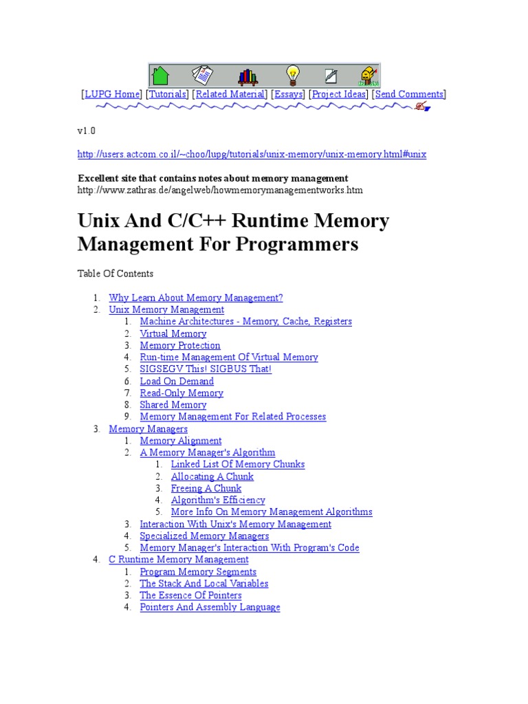 Unix and C/C++ Runtime Memory Management For Programmers: Excellent ...