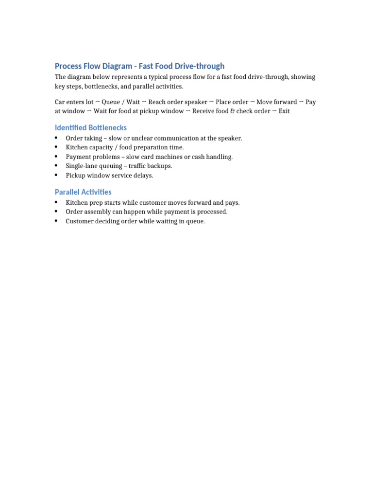 Fast Food Drive-Through Process Flow | PDF