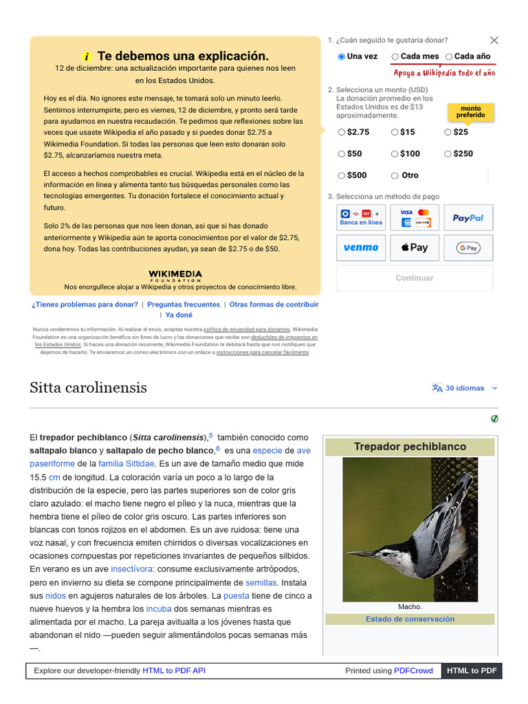 Es Wikipedia Org Wiki Sitta Carolinensis | PDF | Aves