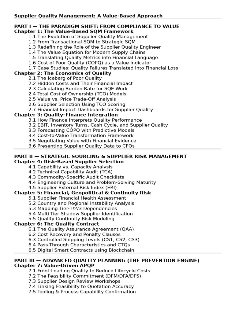 Value-Based Supplier Quality Management | PDF | Supply Chain | Quality ...