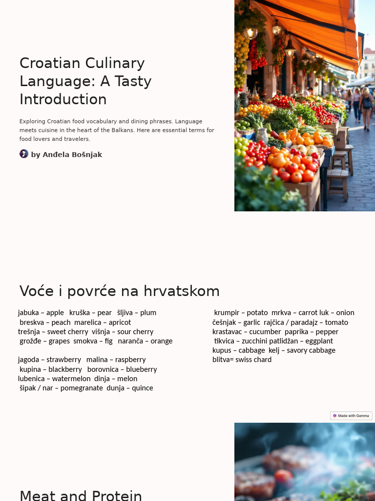 Croatian Food Vocabulary Guide | PDF