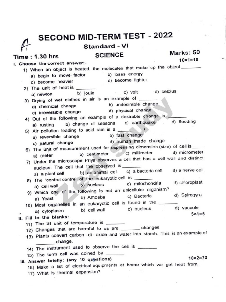 Zeal Study 6th Science em TVR DT | PDF