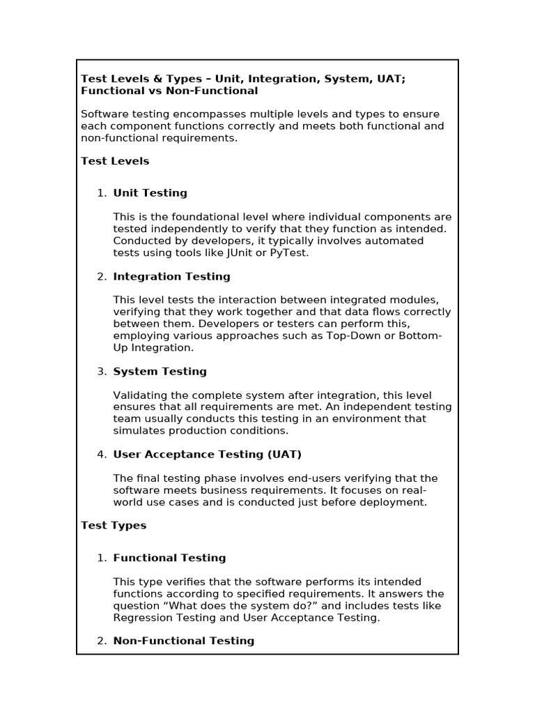 Test Levels | PDF