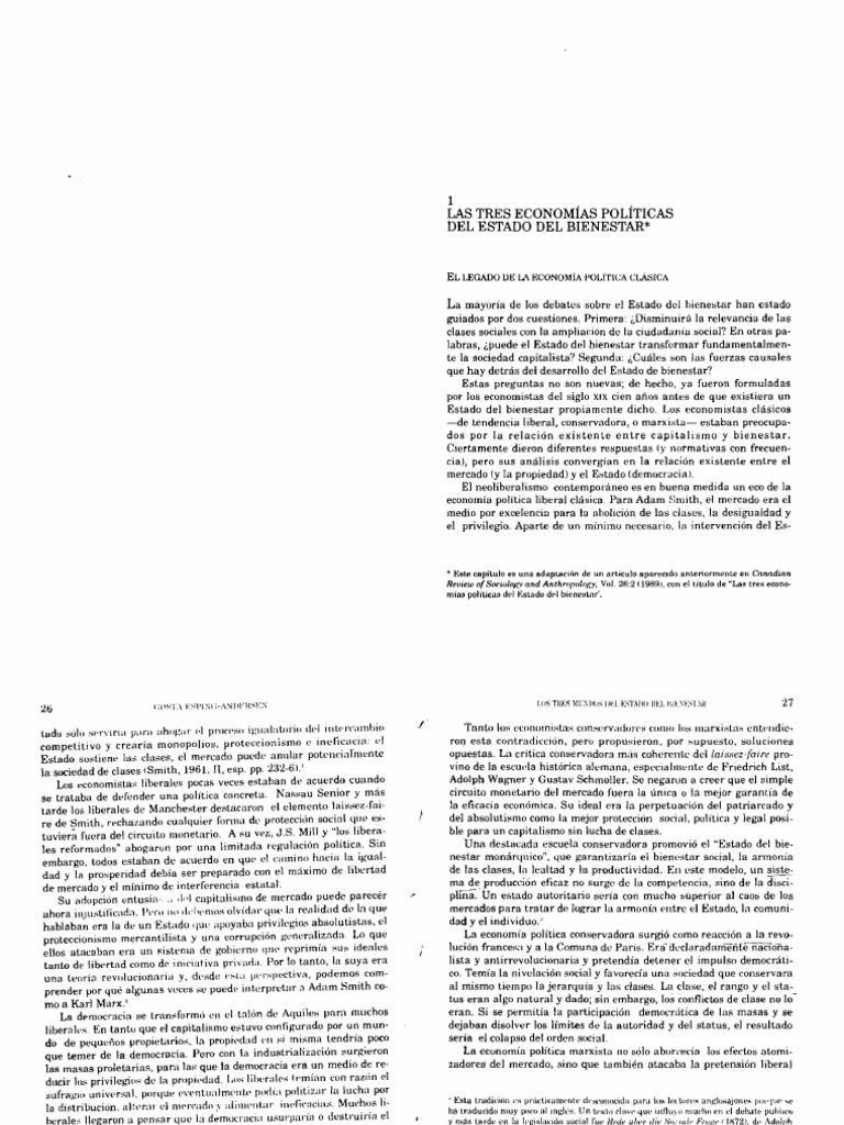 Esping Andersen Los Tres Mundos PDF | PDF | Capitalismo | Estado (política)