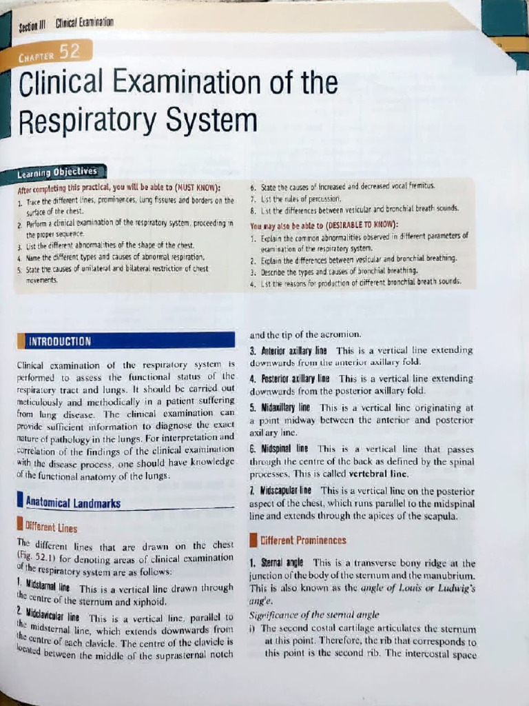 Clinical Examination of The Respiratory System | PDF