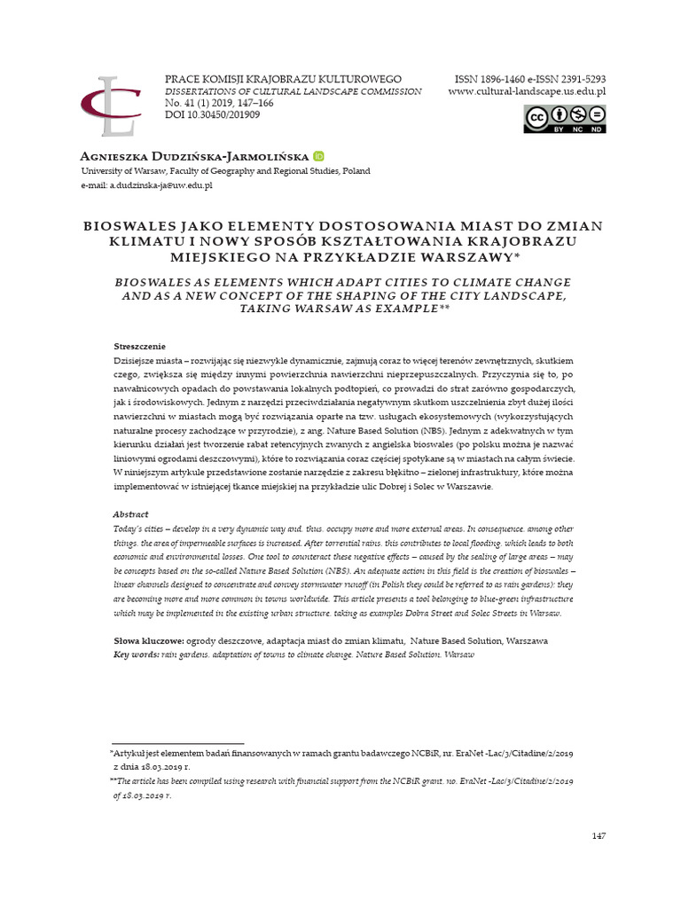 Bioswales Jako Elementy Dostosowani | PDF