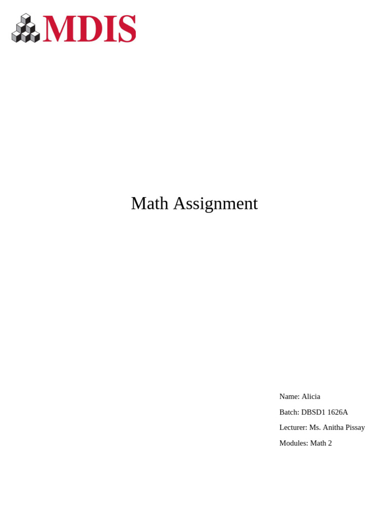 Math Assignment 1 Title | PDF
